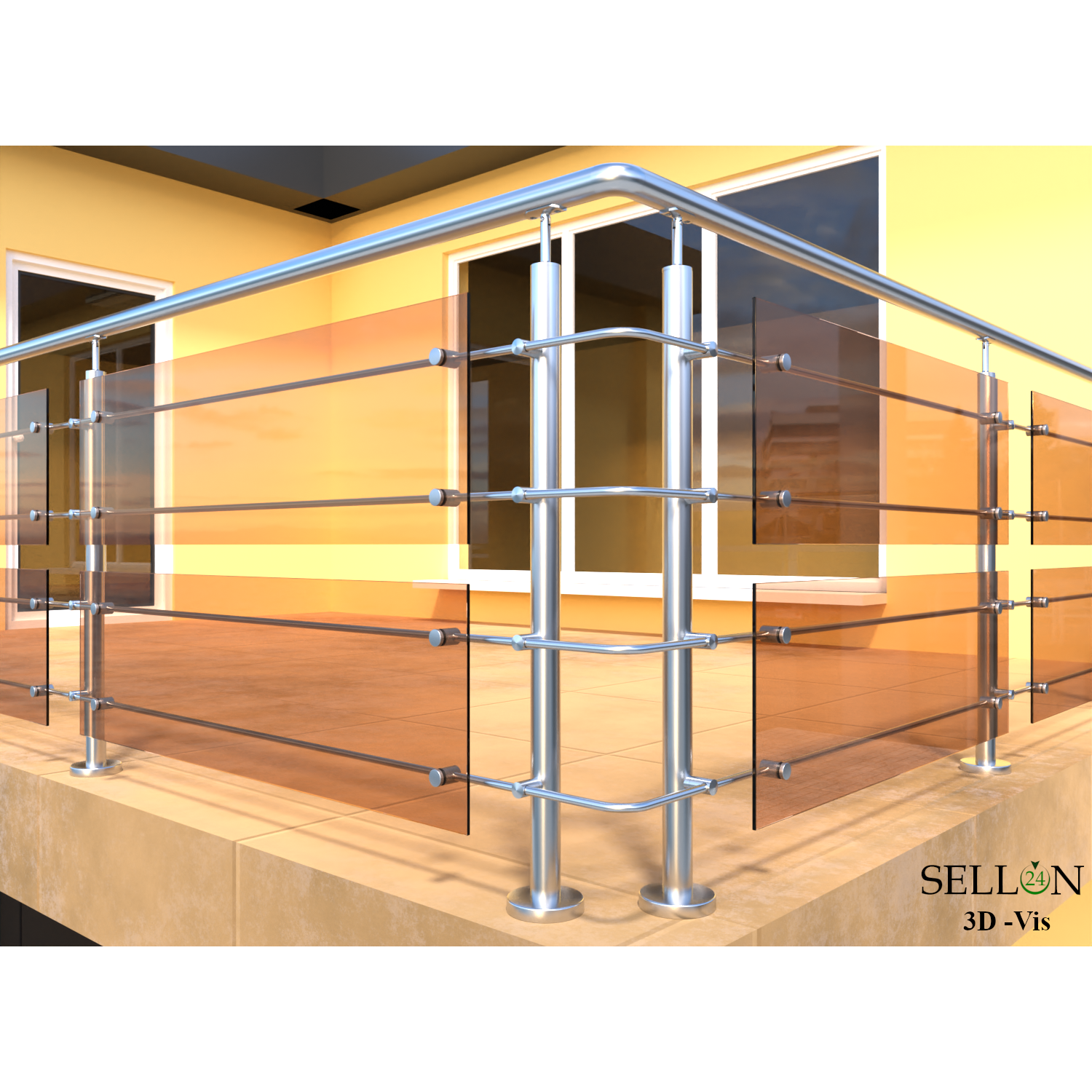 Edelstahl Geländer Sellon24 - Geländerbauteile - Glas-Reling Geländer